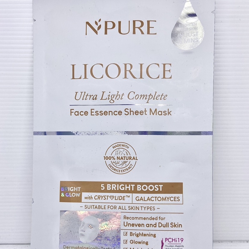 NPURE Licorice Ultra Light Complete Face Essence Sheet Mask - Beauty Review