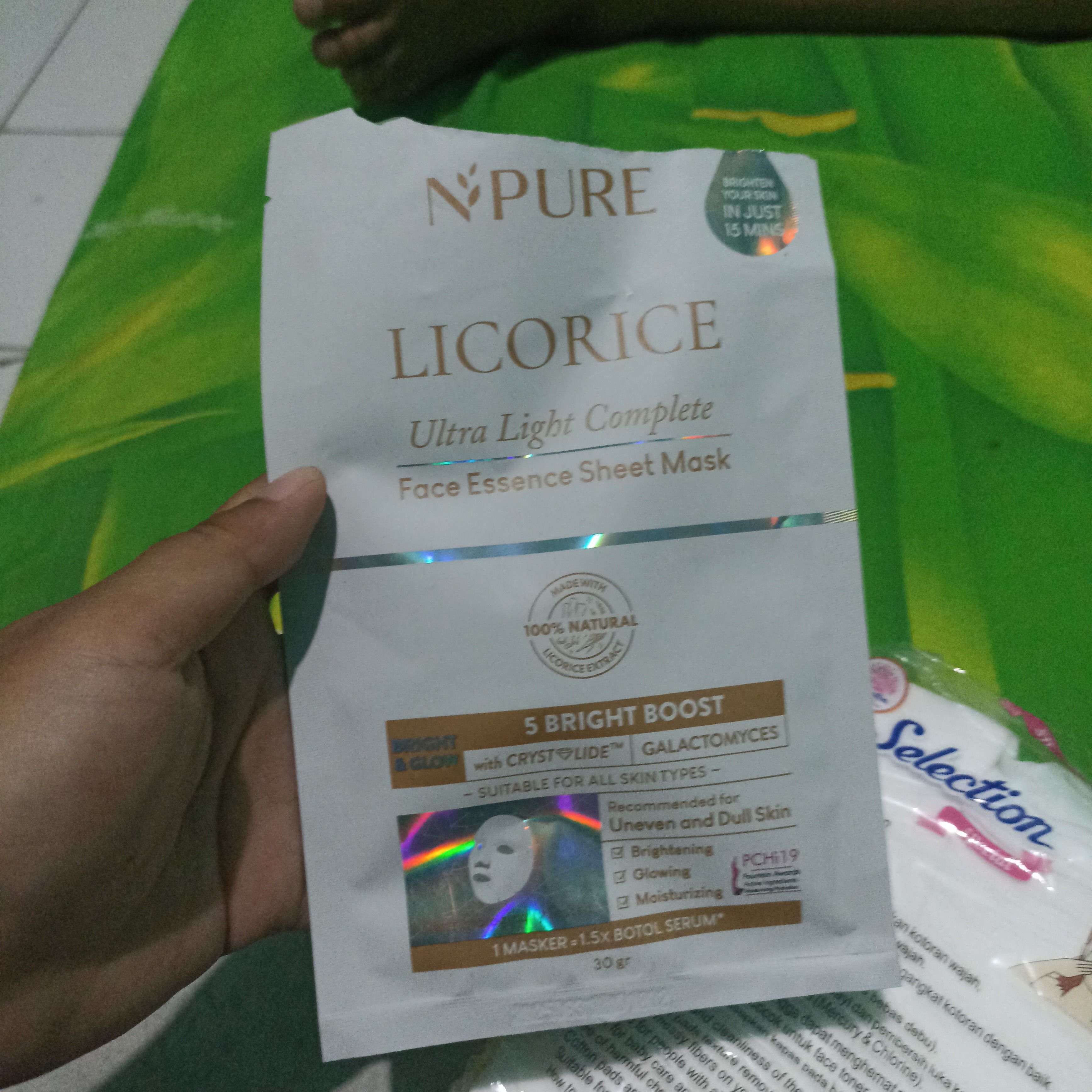 NPURE Licorice Ultra Light Complete Face Essence Sheet Mask - Beauty Review
