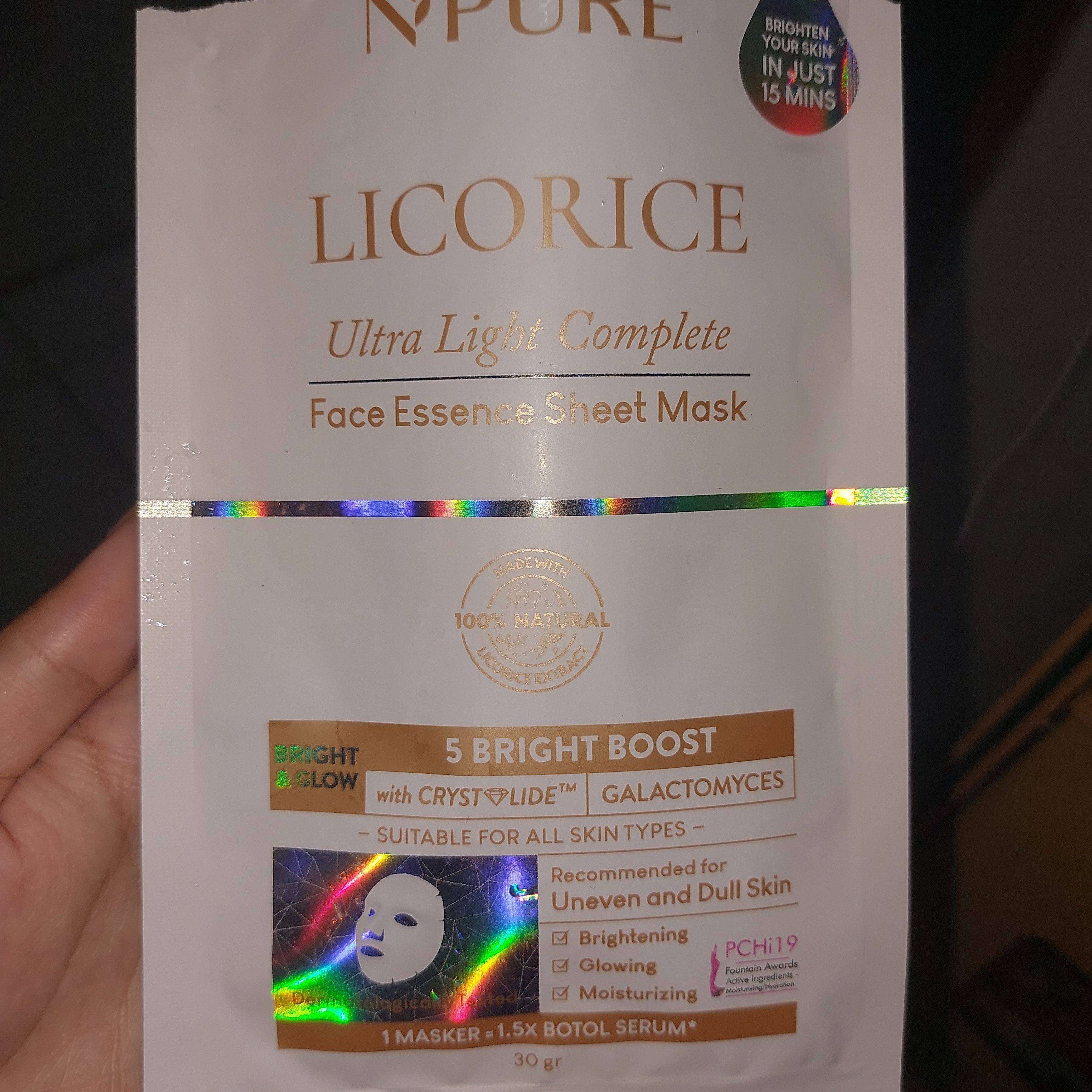 NPURE Licorice Ultra Light Complete Face Essence Sheet Mask - Beauty Review