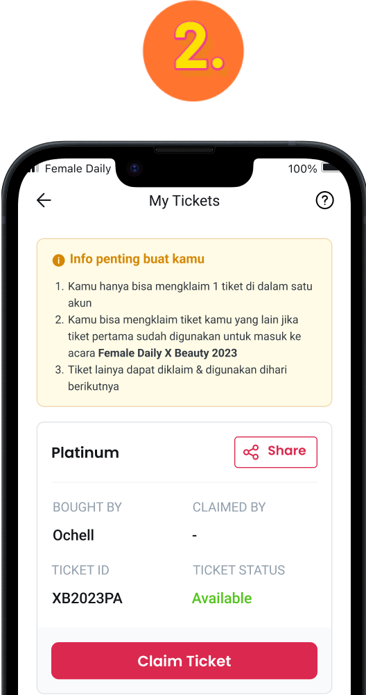 Female Daily List Ticket - Female Daily Ticketing | Redeem Instruction