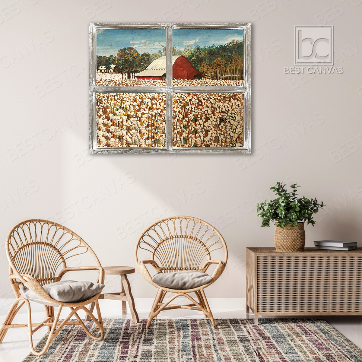 Top 03 Beautiful Barn In Cotton Field Farm Canvas Best Canvas Wall Art ...