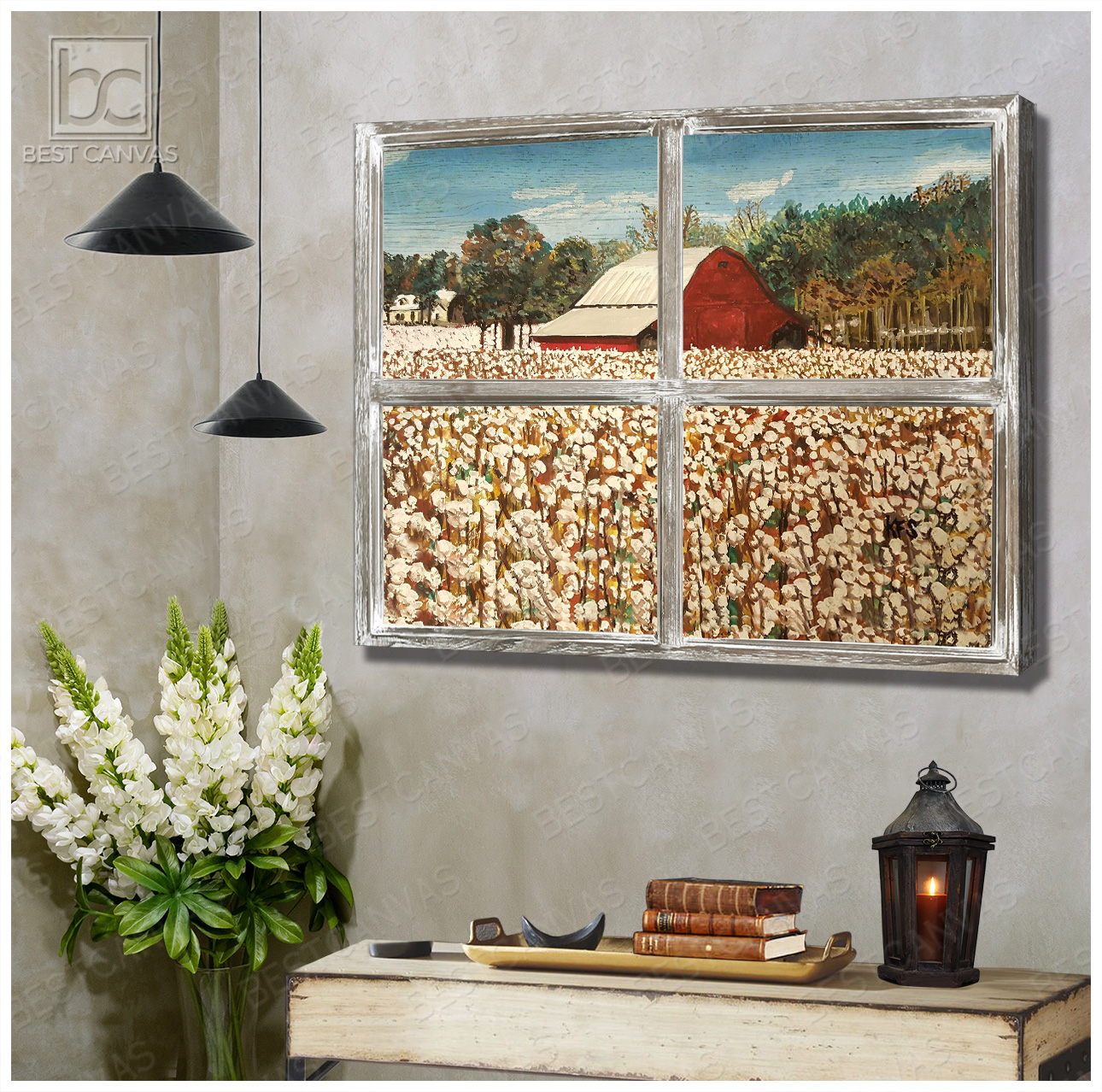 Top 03 Beautiful Barn In Cotton Field Farm Canvas Best Canvas Wall Art ...