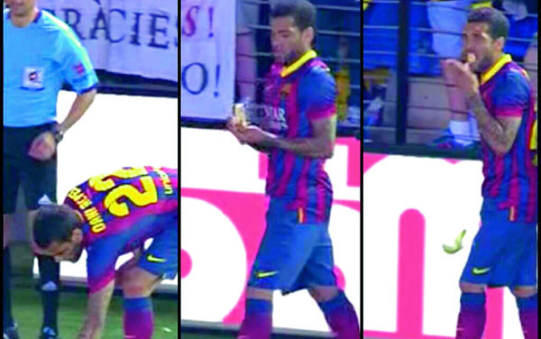 Banana attack on Barcelona player