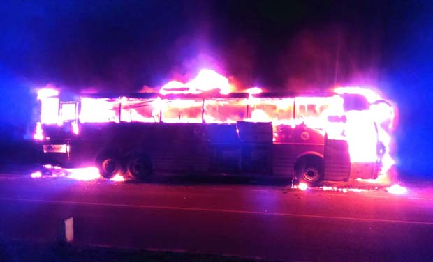 Another Volvo bus up in flames
