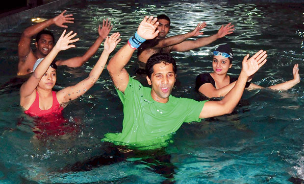 Dance party in the pool