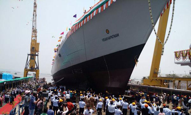 Indian Navy launches stealth destroyer INS 'Visakhapatnam'
