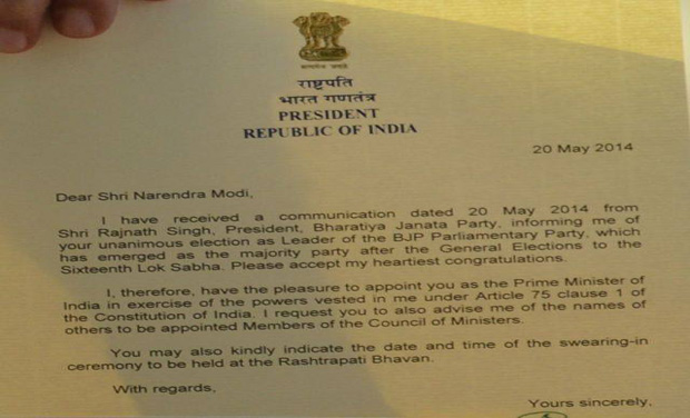President appoints Modi as Prime Minister, oath on May 26