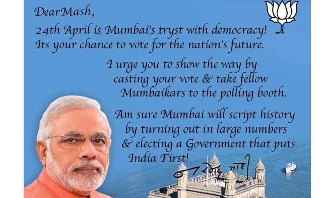 Come out to vote, Narendra Modi tells Mumbai through personalised tweets