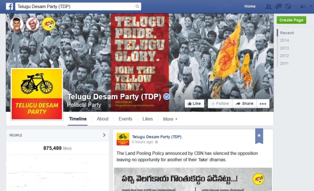 Rising popularity: Telugu Desam Party fans out all over Facebook