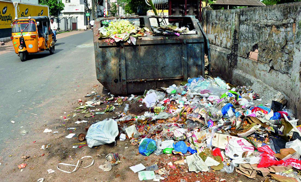 Garbage piling up at all major centres across Vijayawada