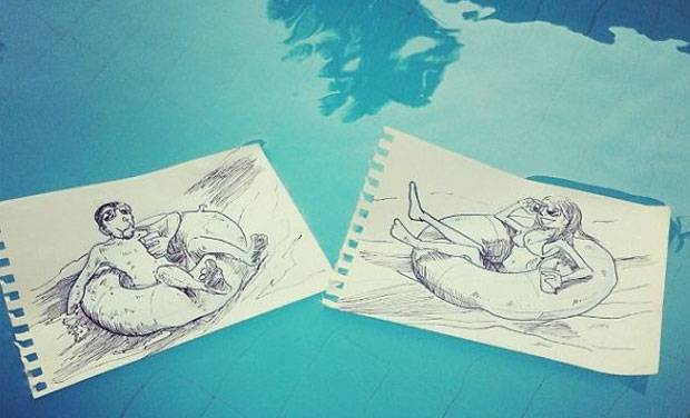 Amazing doodles that match with their surroundings