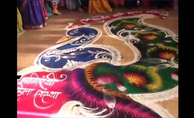 Watch: Woman makes a beautiful rangoli in minutes
