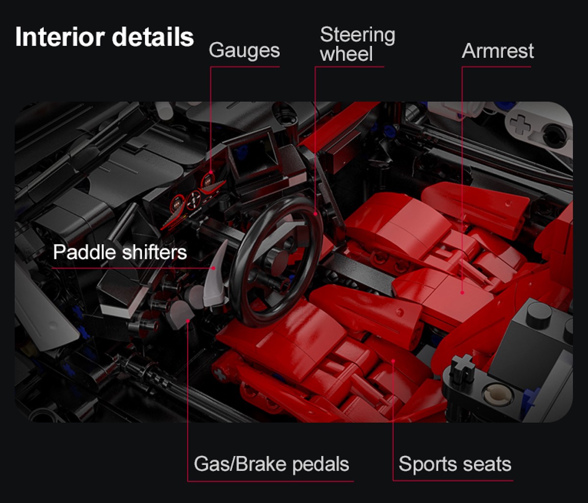 CaDA Master V12 Hypercar 1:8 C61053W RC Block Toy Set (4449 Pieces)