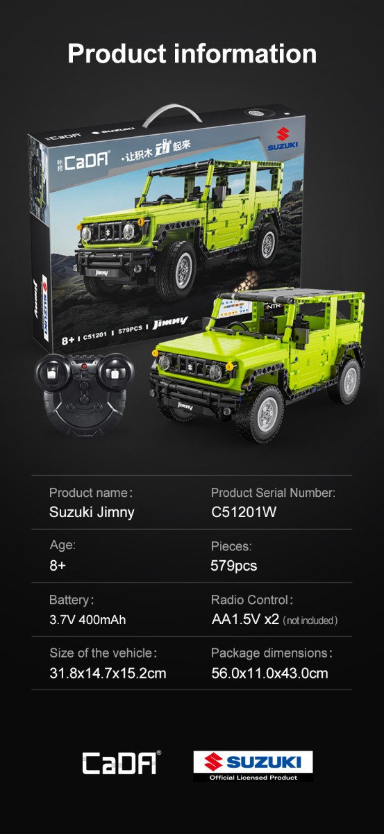 CaDA Suzuki Jimny 1:12 C51201W RC Block Toy Set (579 Pieces)