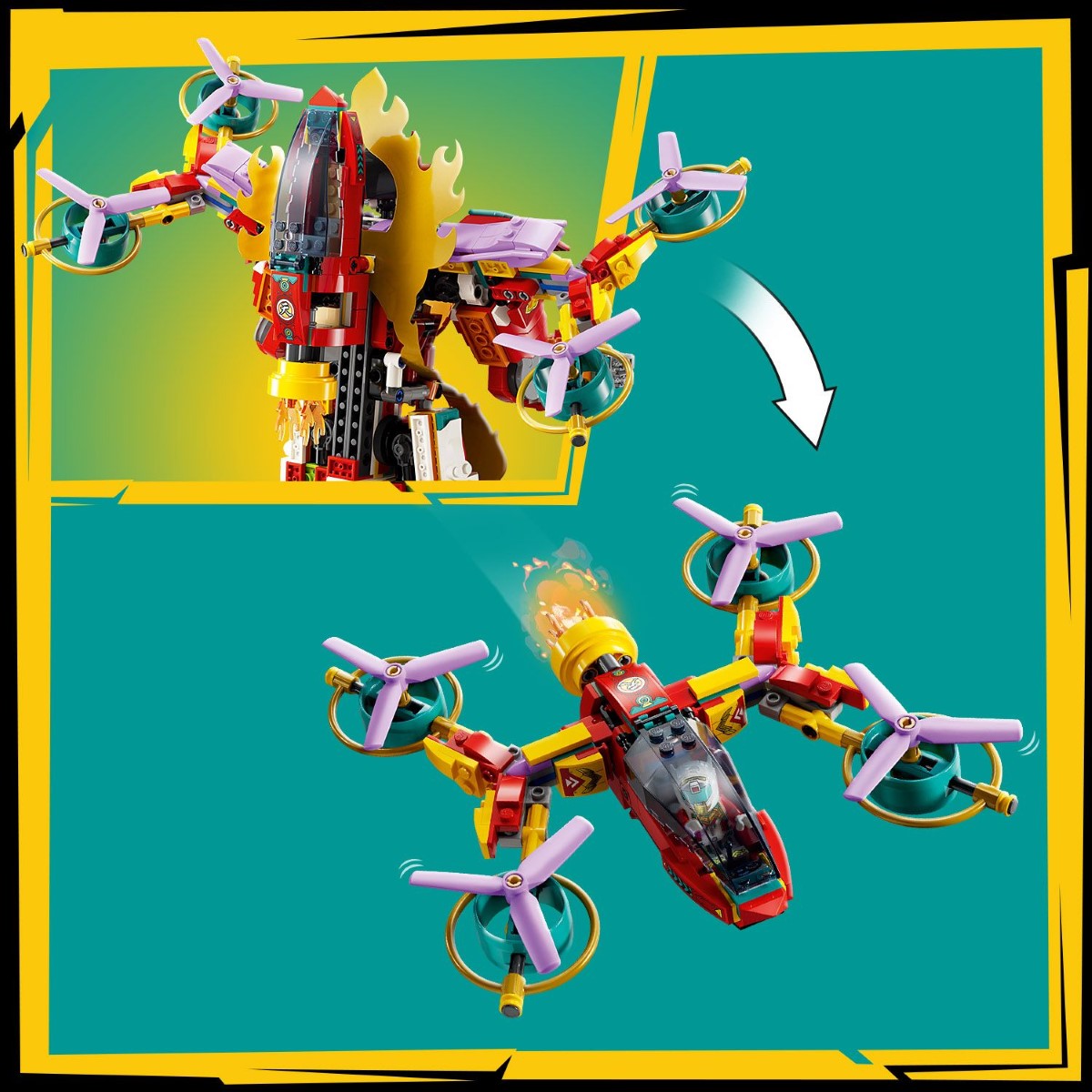 LEGO 80057 Monkie Kid Nezha's Ring of Fire Mech Building Toy Set