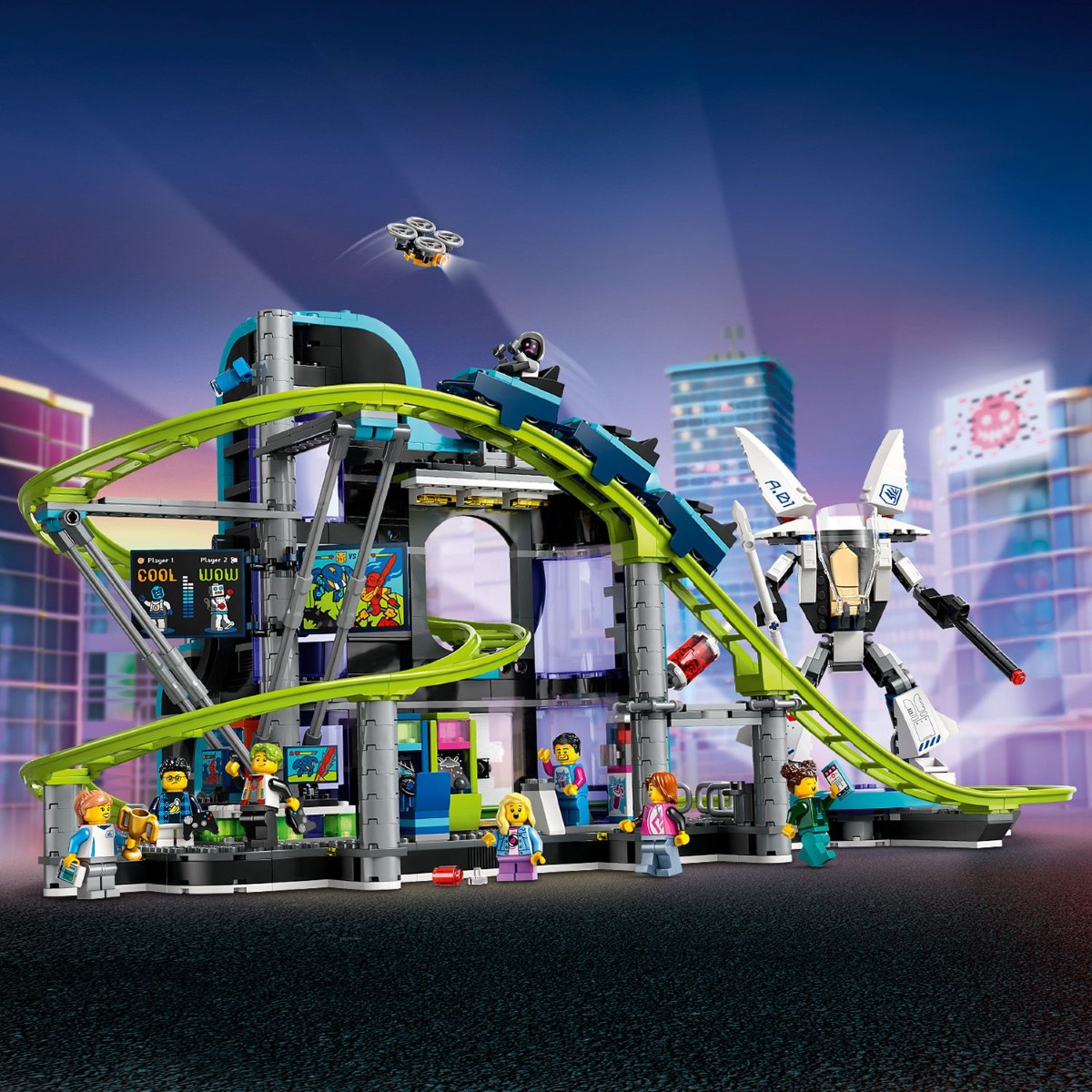 LEGO 60421 City Robot World Roller-Coaster Park Building Toy Set