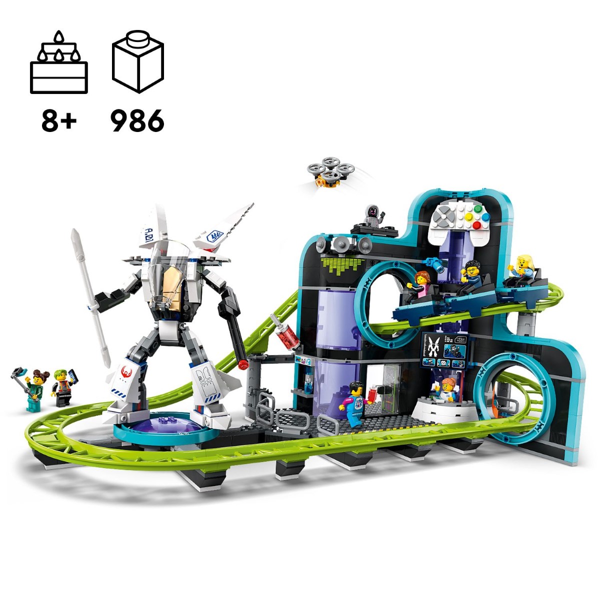 LEGO 60421 City Robot World Roller-Coaster Park Building Toy Set