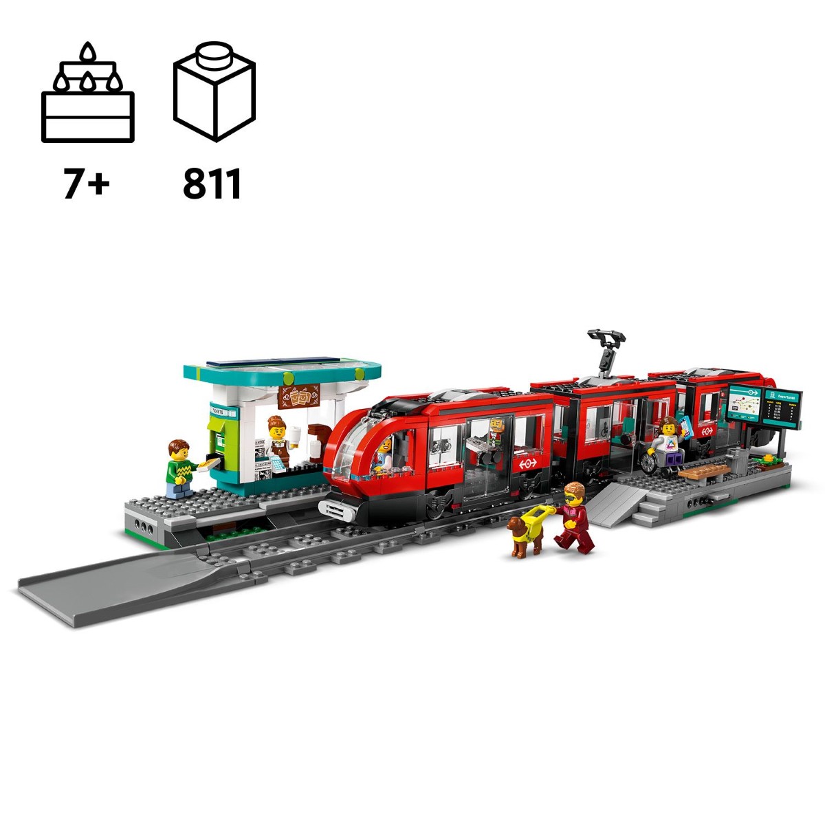 LEGO 60423 City Downtown Streetcar and Station Building Toy Set