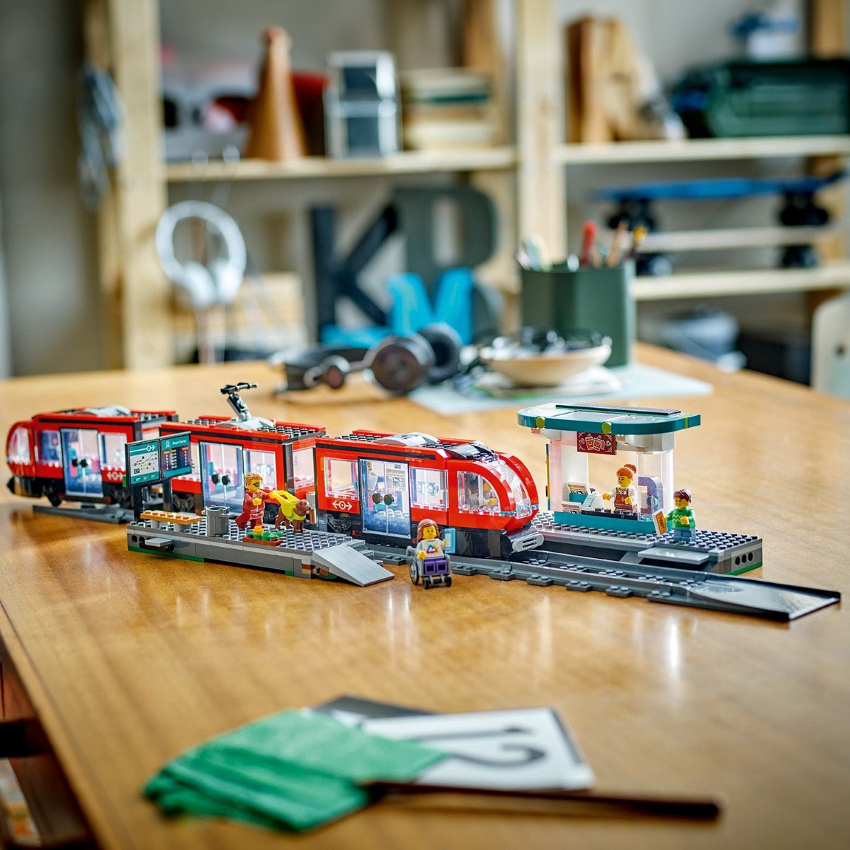 LEGO 60423 City Downtown Streetcar and Station Building Toy Set