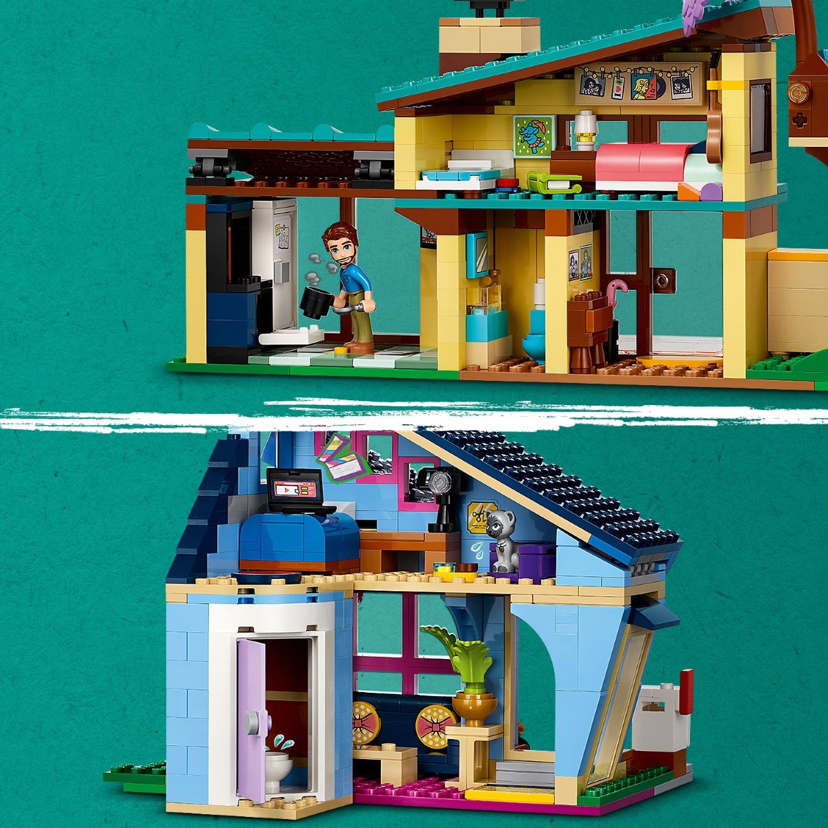 LEGO 42620 Friends Olly and Paisley's Family Houses Building Toy Set