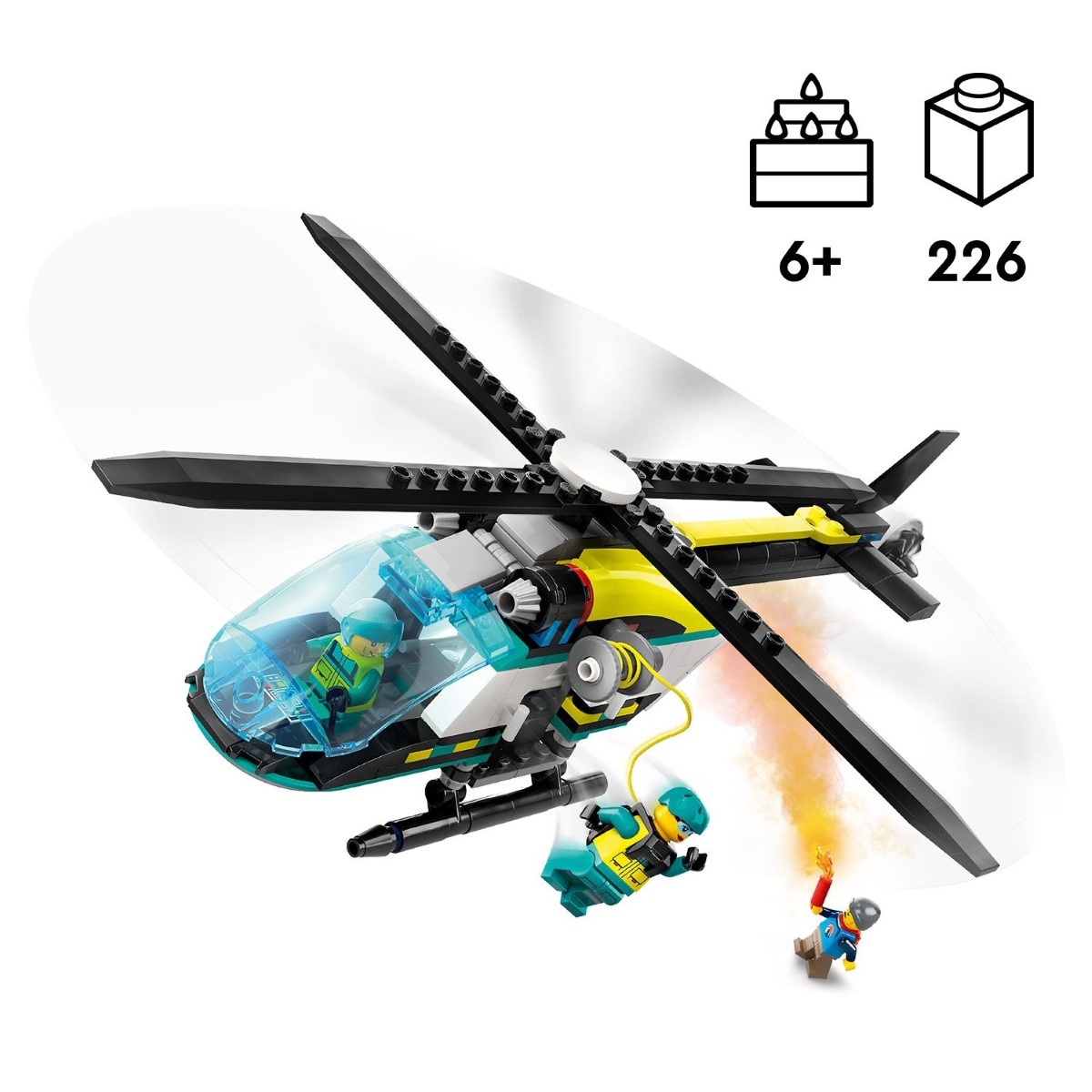 LEGO 60405 City Emergency Rescue Helicopter Building Toy Set