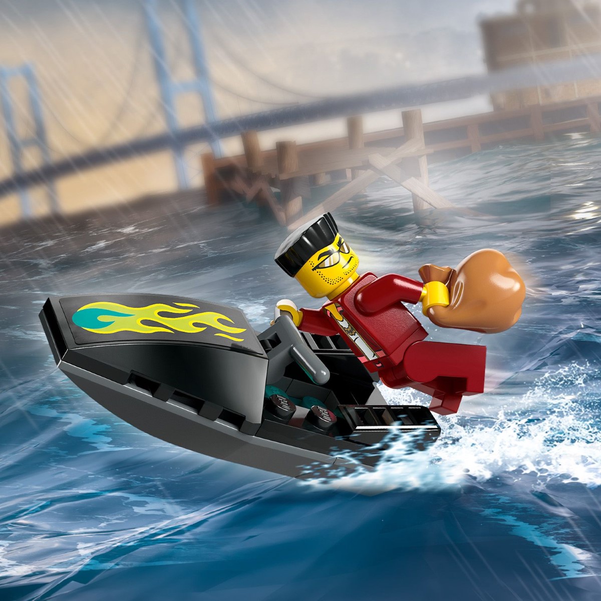 LEGO 60417 City Police Speedboat and Crooks' Hideout Building Toy Set