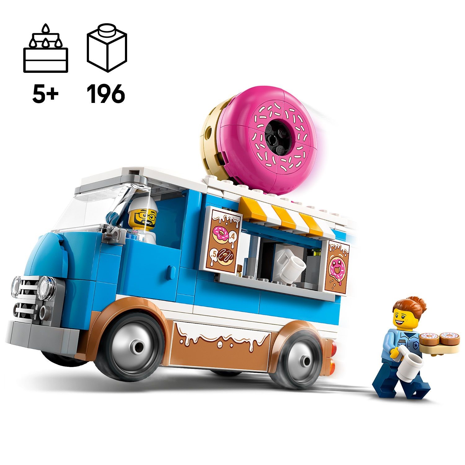 LEGO 60452 City Donut Truck Building Toy Set (196 Pieces)