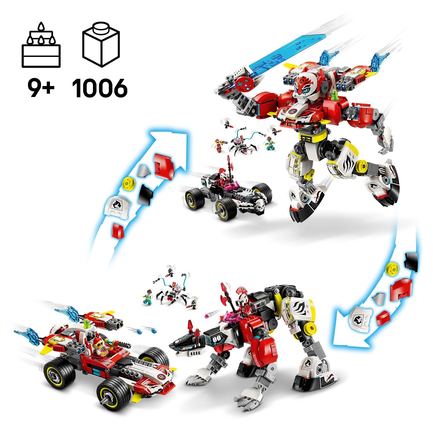 LEGO 71497 DREAMZzz Cooper's Tiger Mech & Zero's Hot Rod Car Building ...