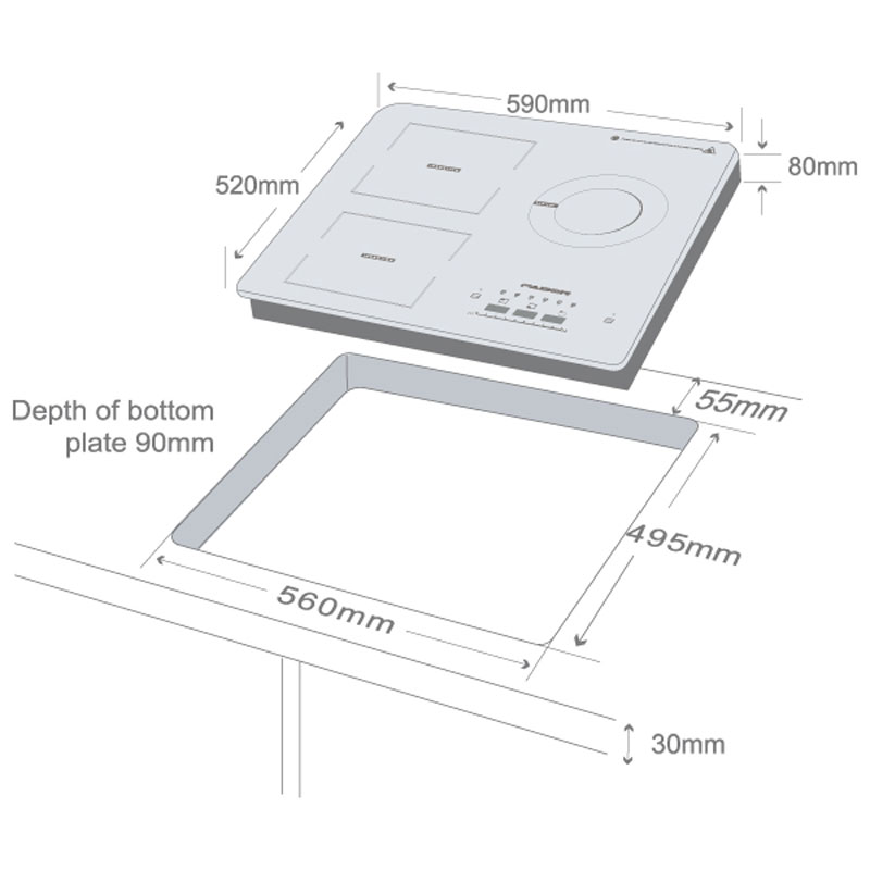 Faber Ceramic + Induction Cooker PREMIO FLEXI-60 2ID+1C (2 Induction ...