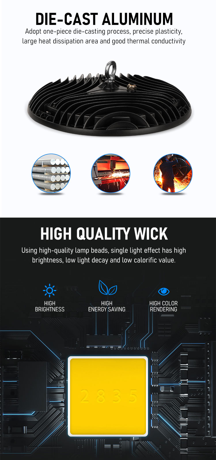 AKKO STAR industrial ufo led high bay light 100W aluminum IP65 ...