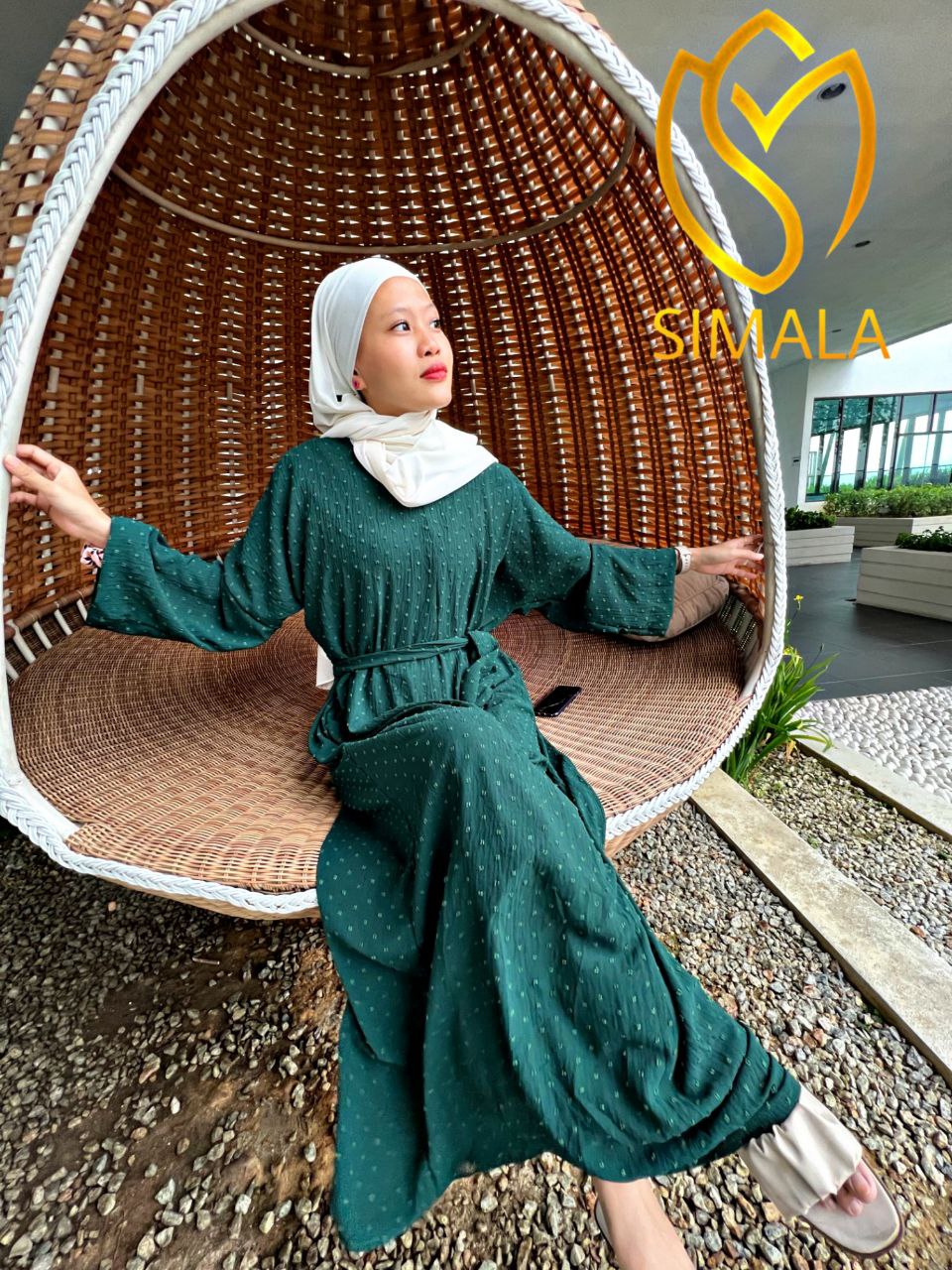 Kaftan Abaya ALISA CEY Exclusive IRONLESS + FREE tali pinggang Navy Blue Free Size | PGMall