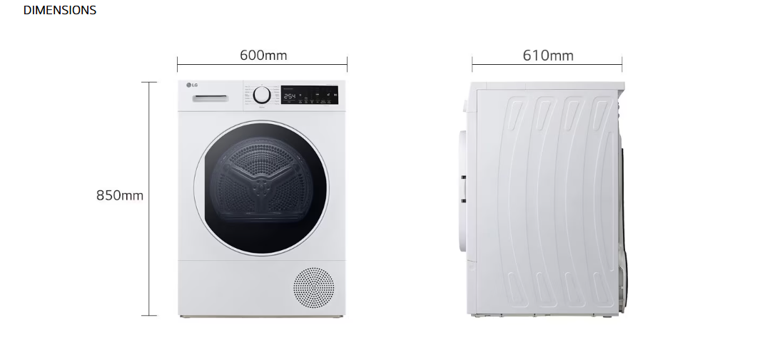 LG 8.0KG Inverter Heat Pump Front Load Dryer RD08NHP5W (White) | Seng Huat