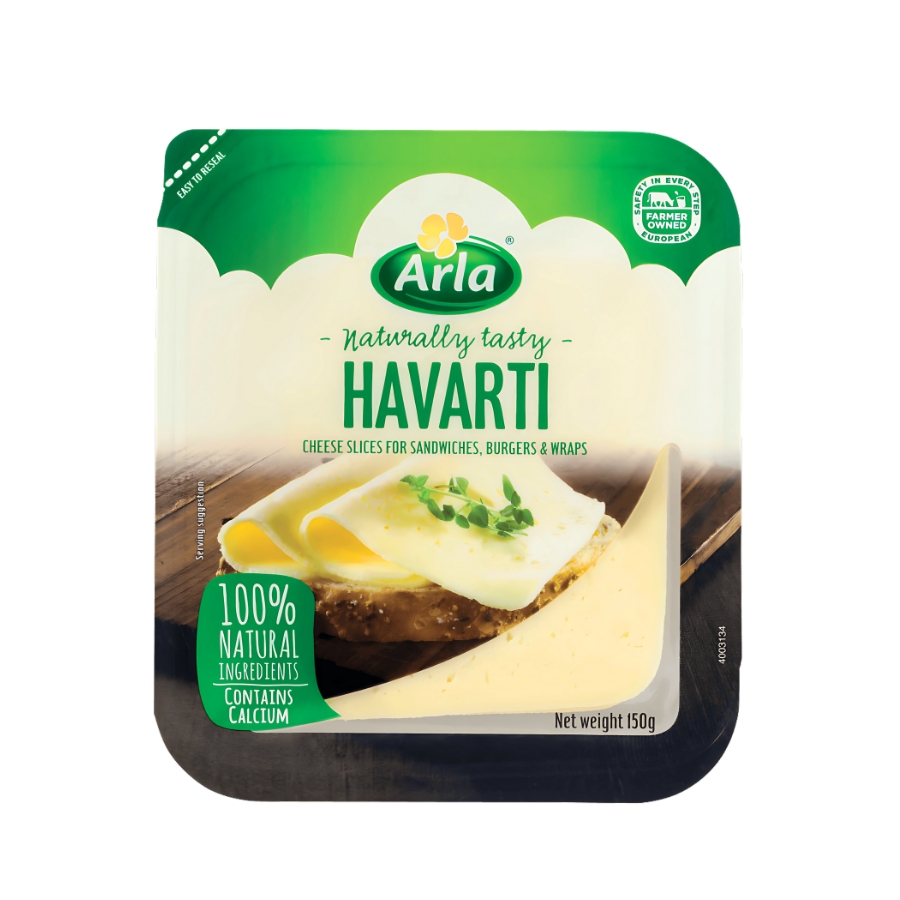 Arla Natural Havarti Cheese Slices (150g) - BuiltaMart