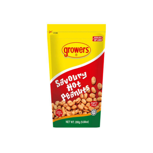 Growers Savoury Hot Flavor Less Grease Peanuts (280g) - BuiltaMart