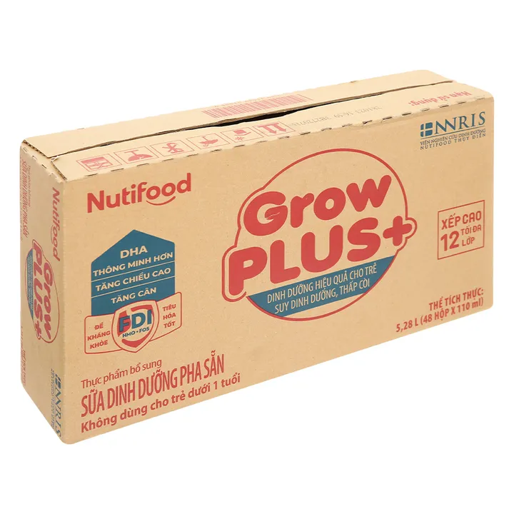 Thùng sữa nước Nuti Grow plus đỏ 110ml | Siêu thị sữa DHA-MAX Bến Cát