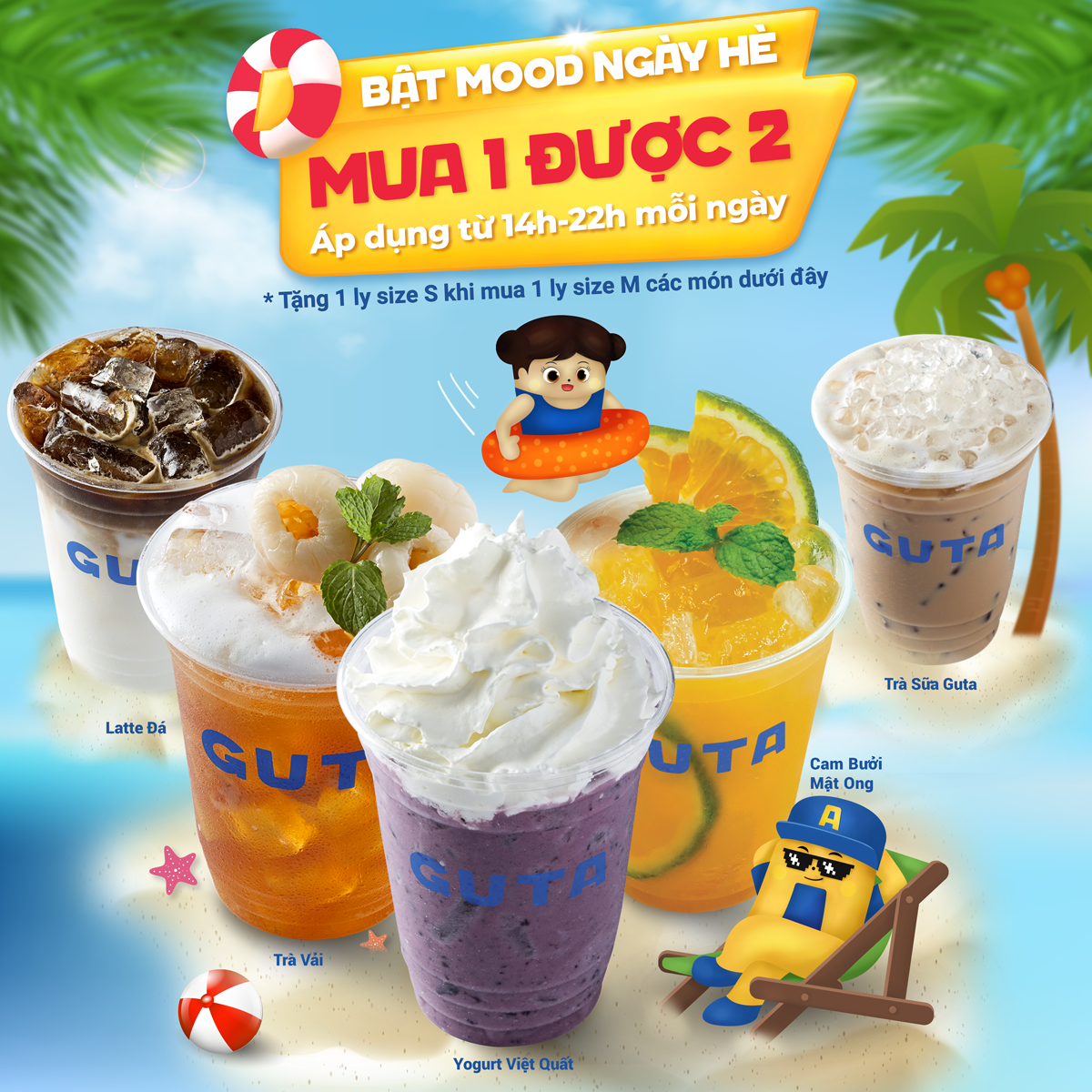 Bật mood ngày hè đến Guta mua 1 được 2 mang về - Guta Cafe