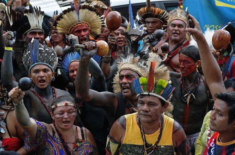 Indigenous Brazilians use rituals to protest against land threats