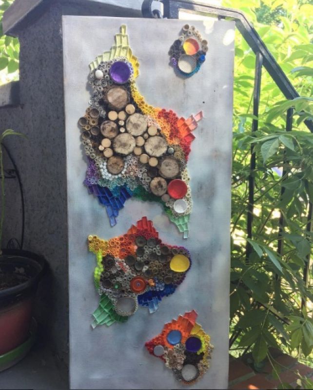 Environmentalist creates abstract art out of colourful trash