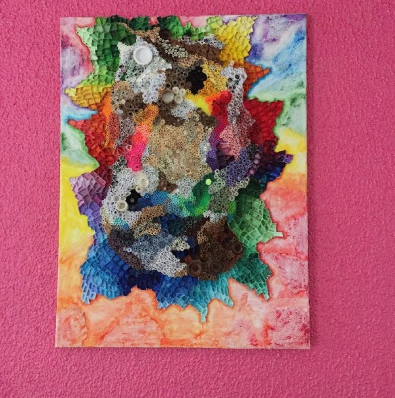 Environmentalist creates abstract art out of colourful trash