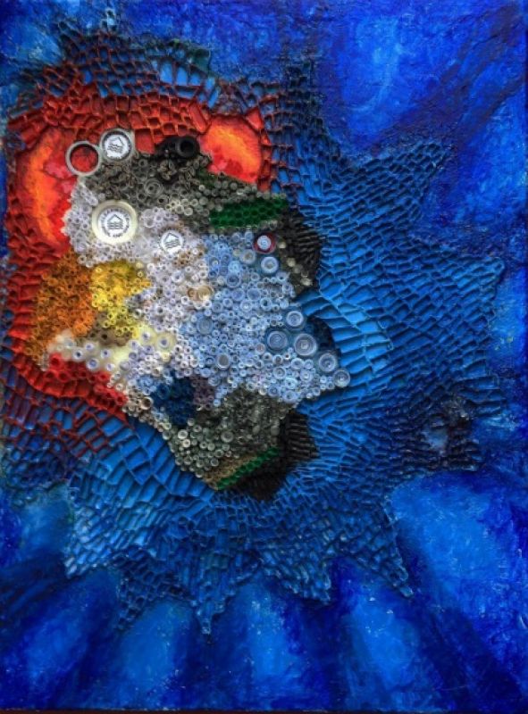 Environmentalist creates abstract art out of colourful trash