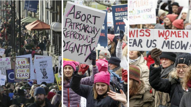 Women protest against Trump on streets of Europe's capitals