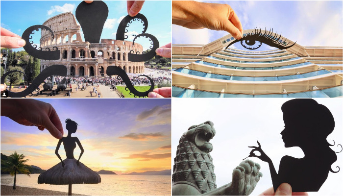Photographer gives popular destinations an artistic touch with paper ...