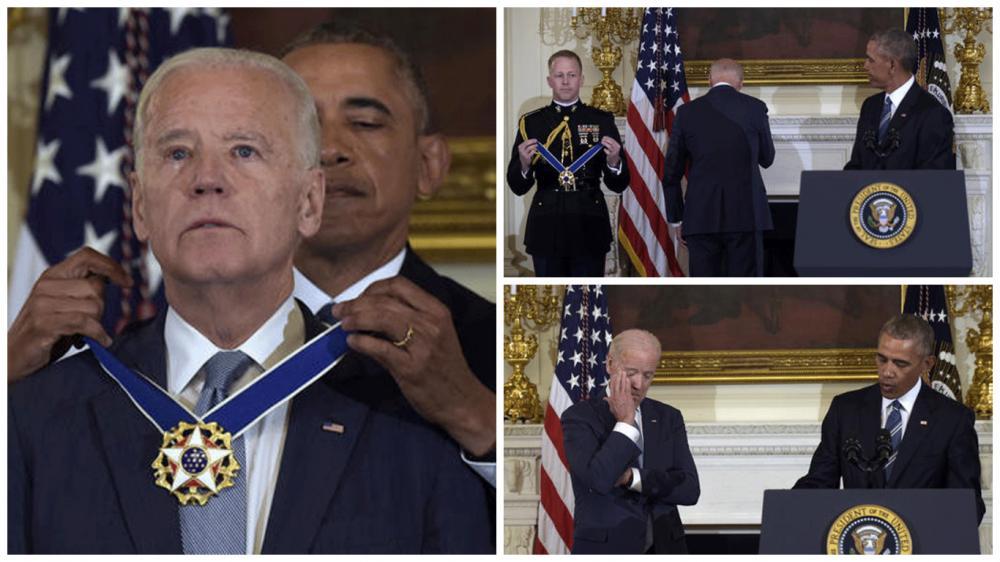 Biden breaks down after Obama surprises him with Medal of Freedom