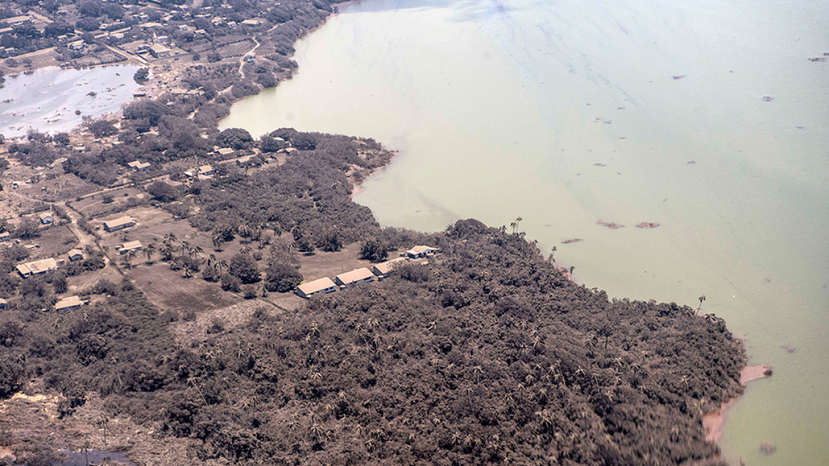 Thick Ash On Runway: Aftermath Of Tonga Volcanic Eruption