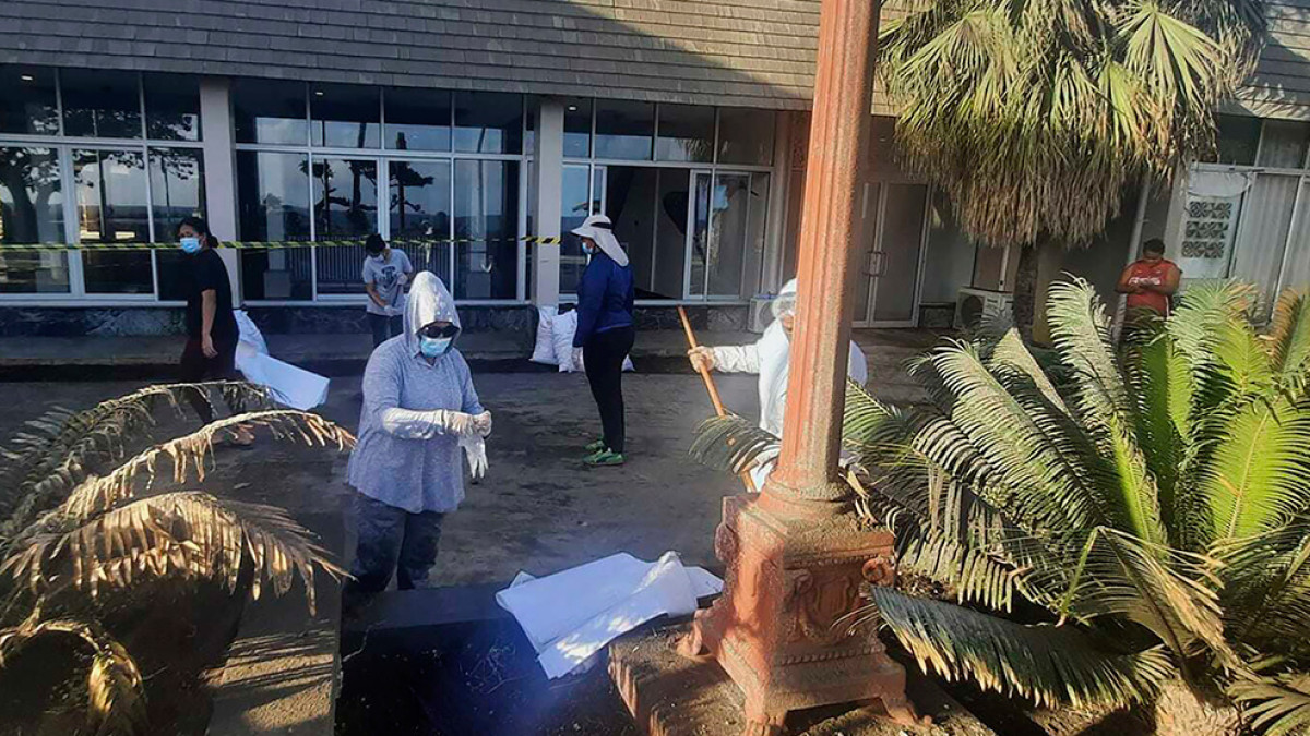 Thick Ash On Runway: Aftermath Of Tonga Volcanic Eruption