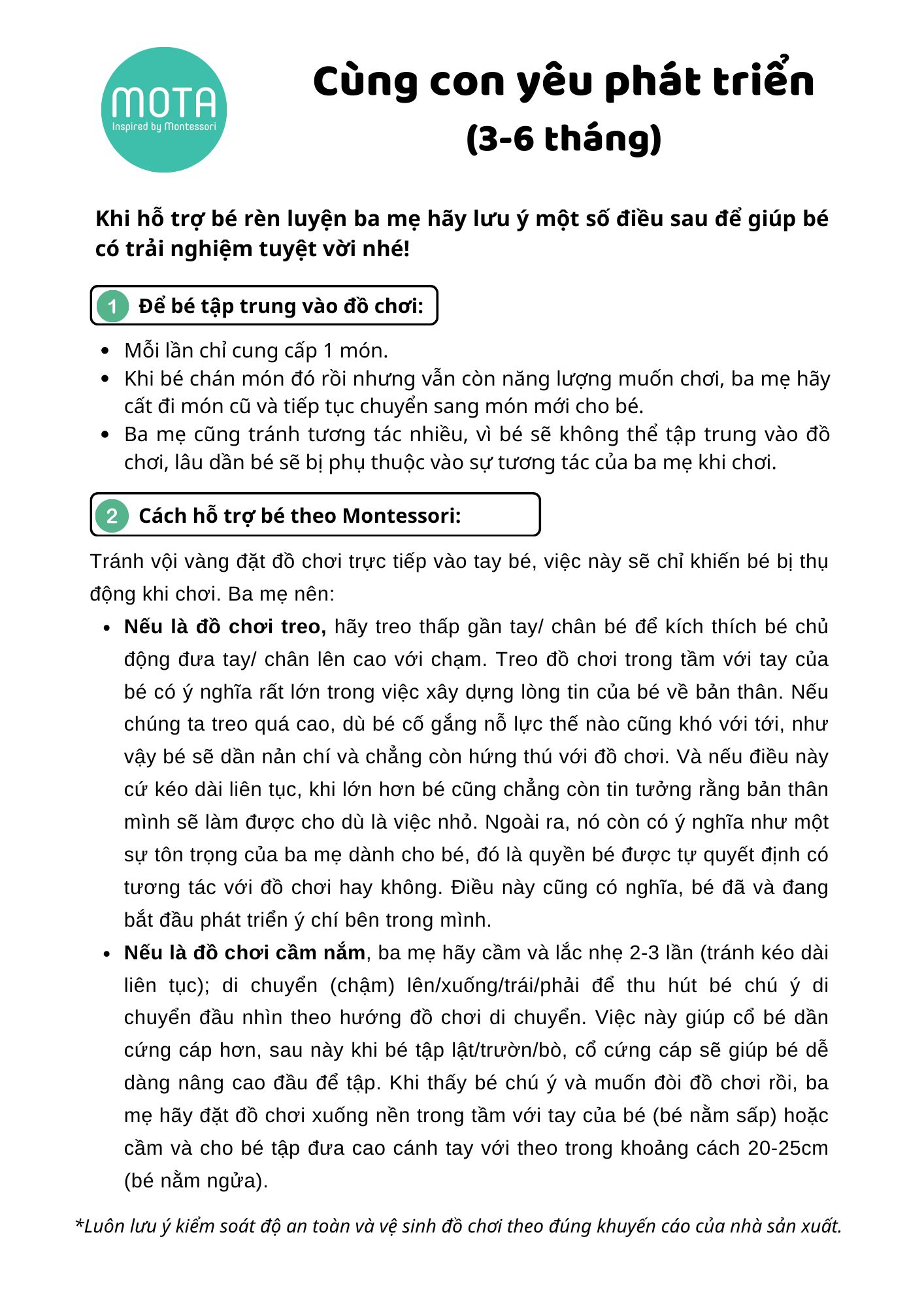 Hướng dẫn sử dụng sản phẩm Mota Kids (từ 0 - 18 tháng) - MOTA Edu Solutions