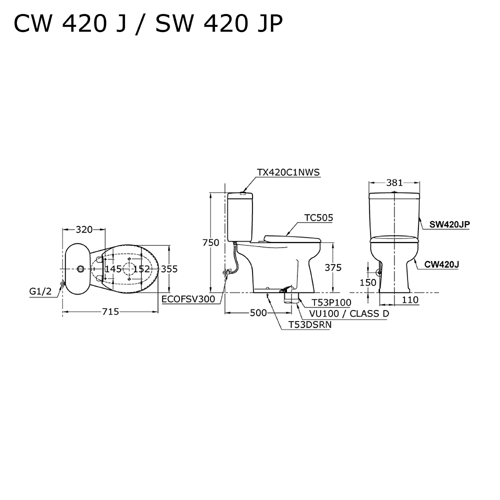 Sanitary Ware, Toilet, Closed Coupled Toilet, CW420J-SW420JP