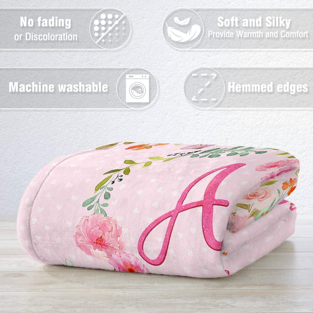 Personalized Baby Pink Blanket Monogram for Baby Girl - Sandjest