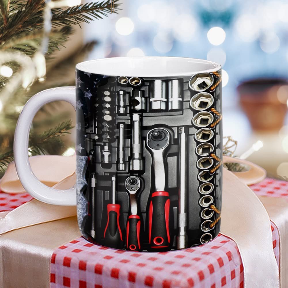Personalized Mug For Dad Tool Box Drawing - Sandjest