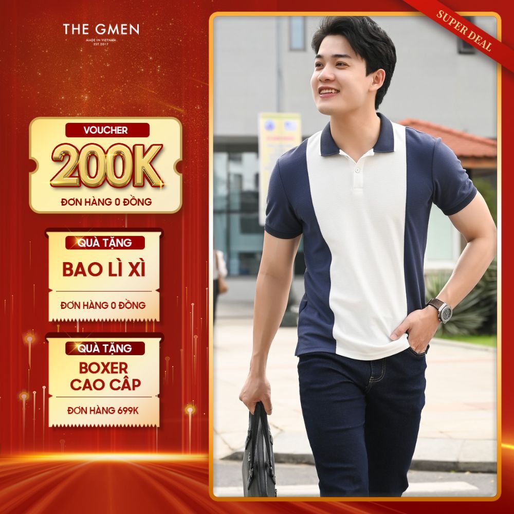 Áo polo phối GENTLE POLO SHIRT vải hạt 100% cotton, form Slimfit - XANH ...